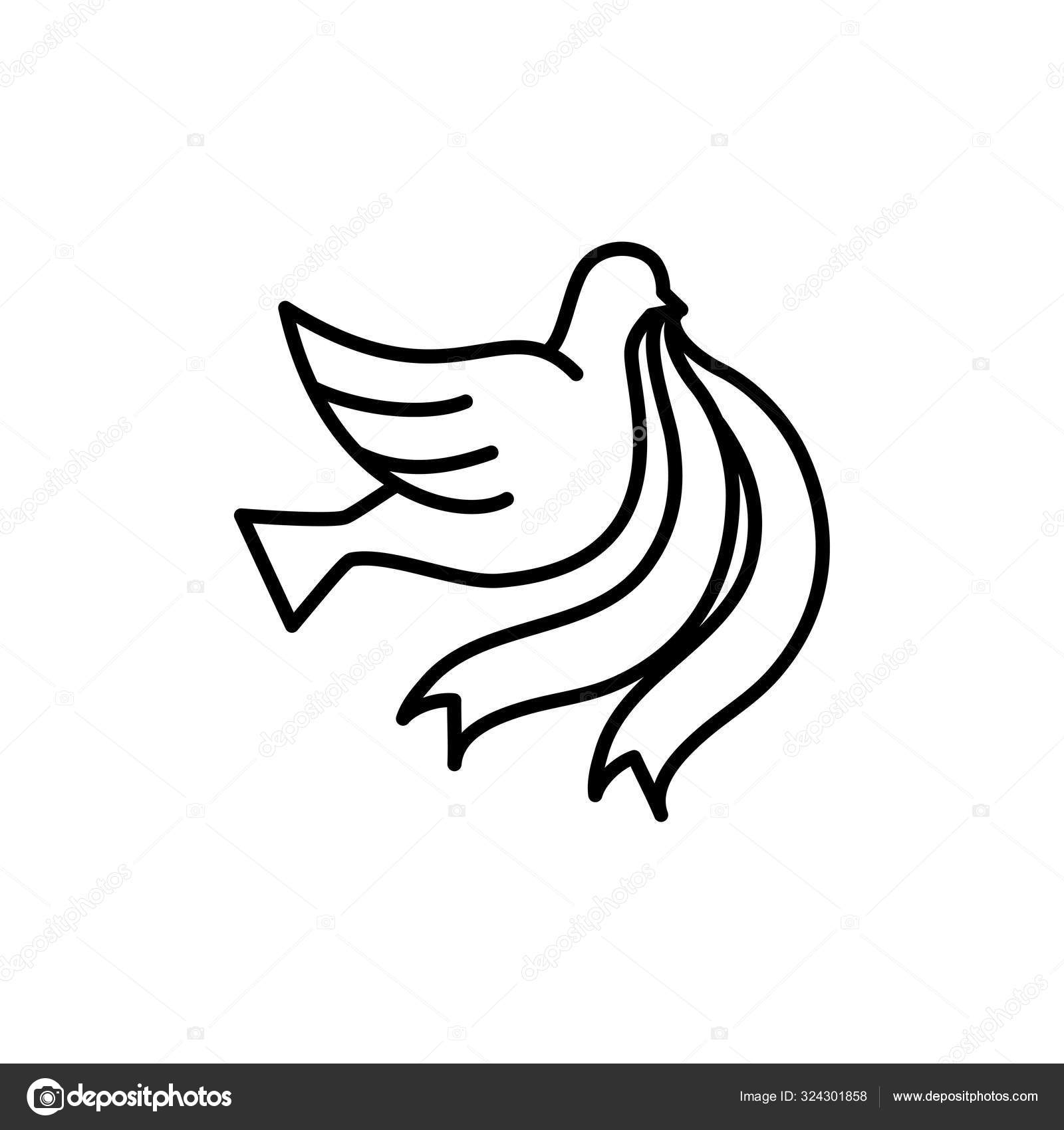 Dove with ribbon line style Stock Vector Image by ©stockgiu #324301858