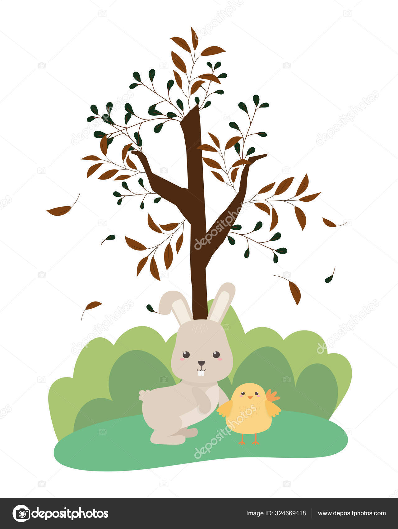 Rabbit and chicken cartoon vector design Stock Vector by ©stockgiu ...