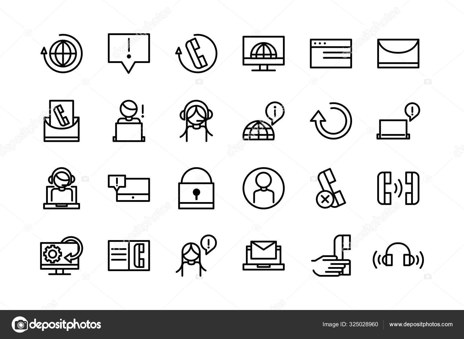 Call center service business icons collection line Stock Vector by ...