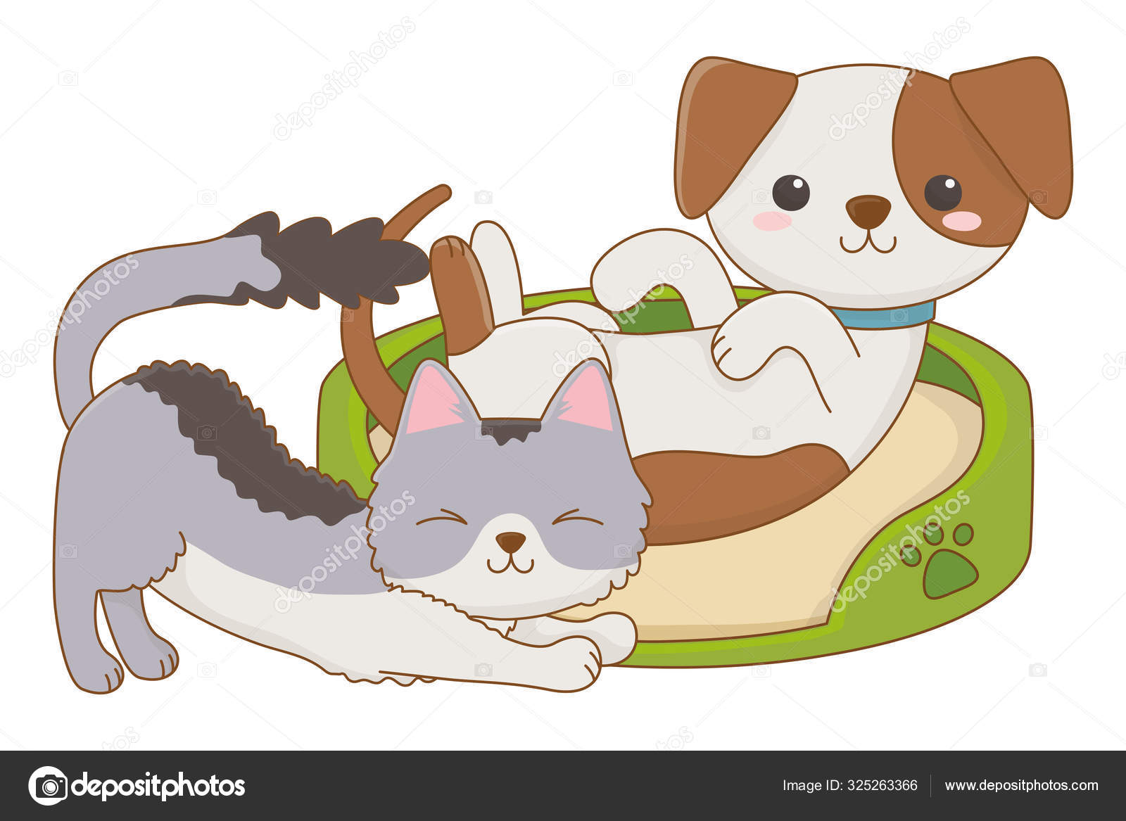 Dibujos Animados De Gatos Y Perros Gran Grupo De Perros Y Gatos