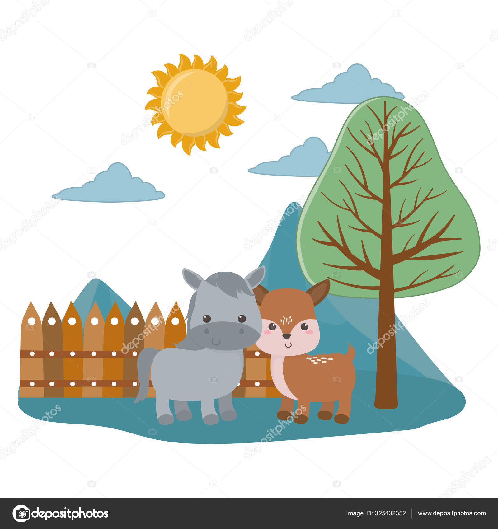 Donkey and deer cartoon vector design Vector de stock #325432352 de ...
