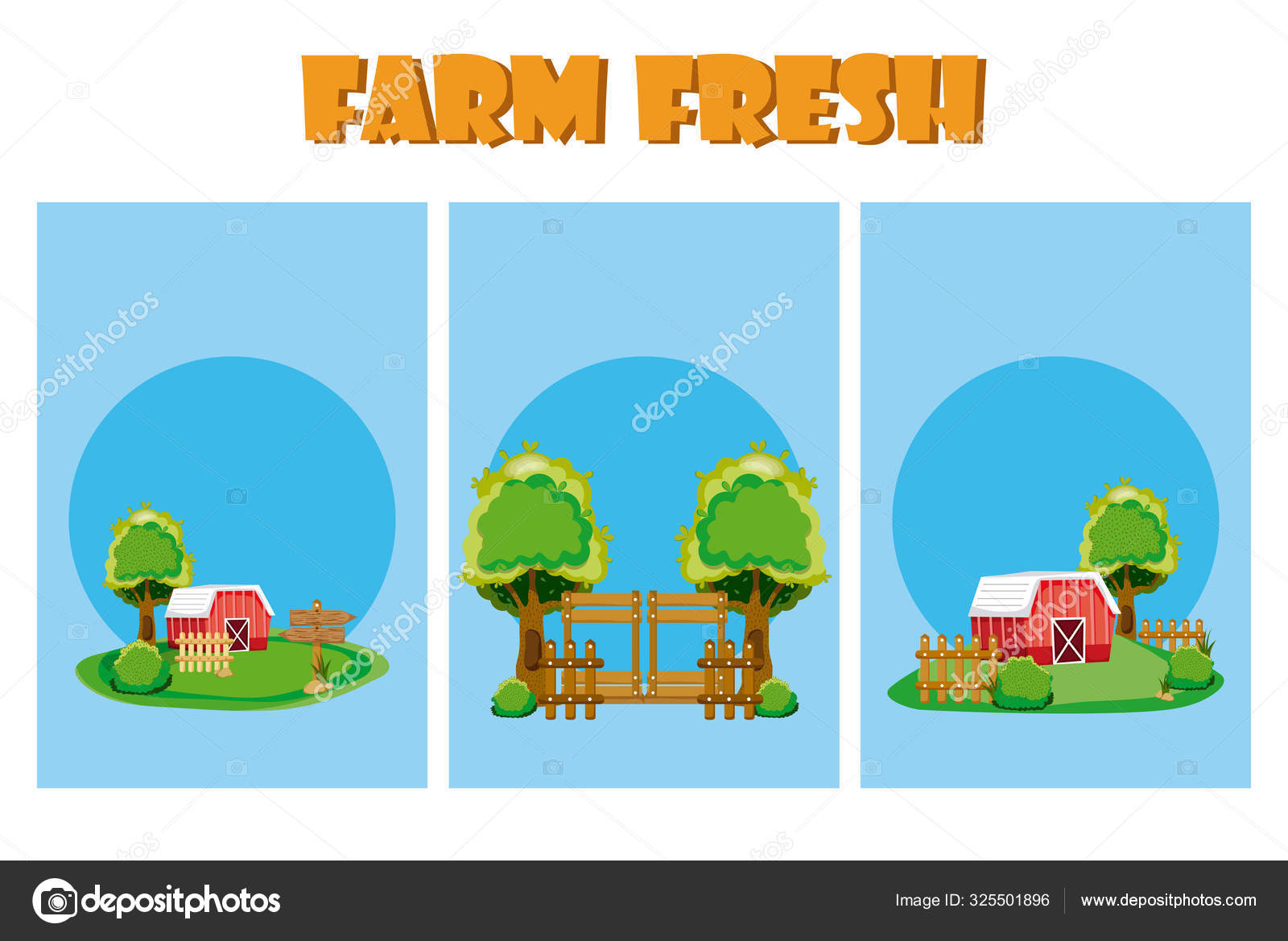 Set of farm fresh cartoons Stock Vector by ©stockgiu 325501896