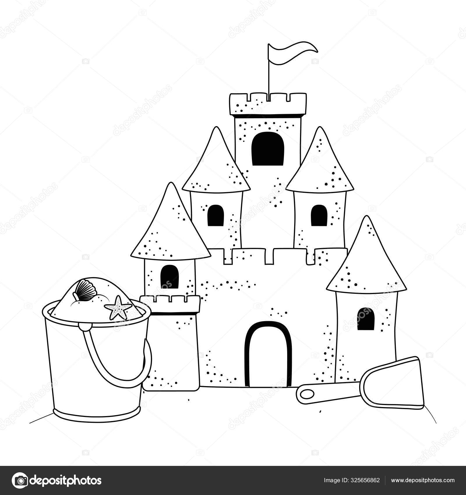 Sand Castle Clipart Black And White