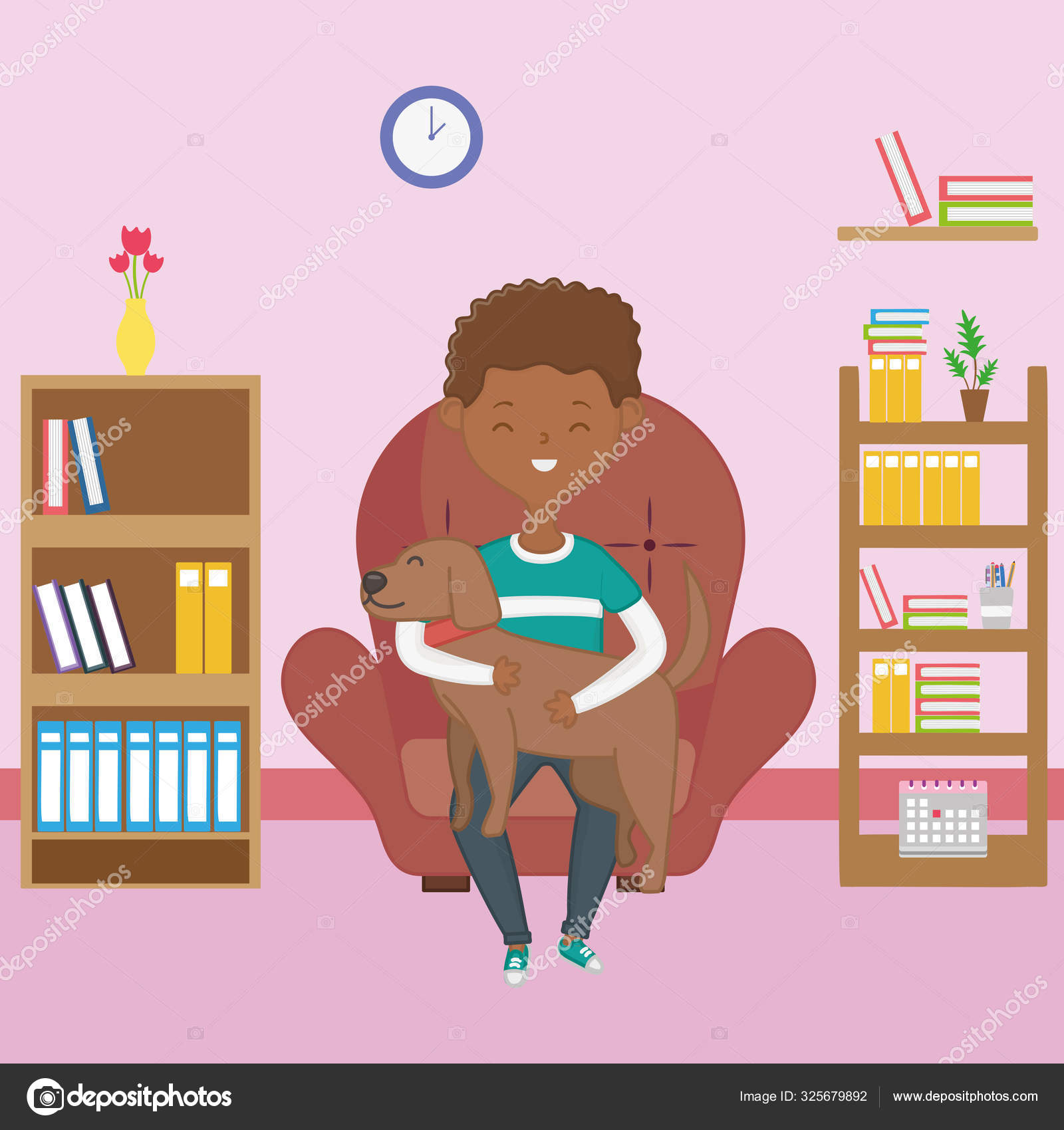 Boy with dog cartoon design Stock Vector Image by ©stockgiu #325679892