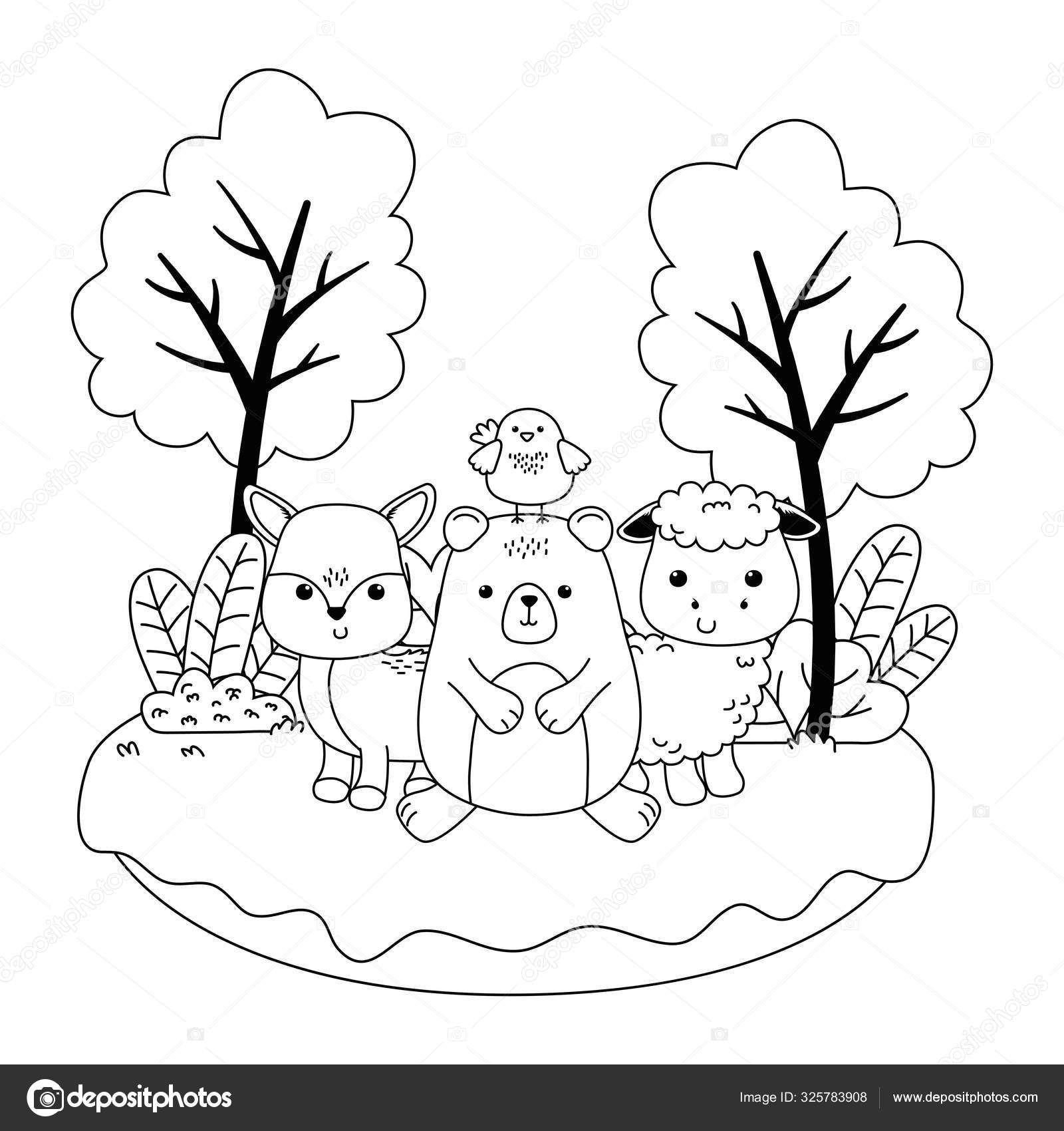 Bear sheep chicken and deer cartoon vector design Stock Vector by ...