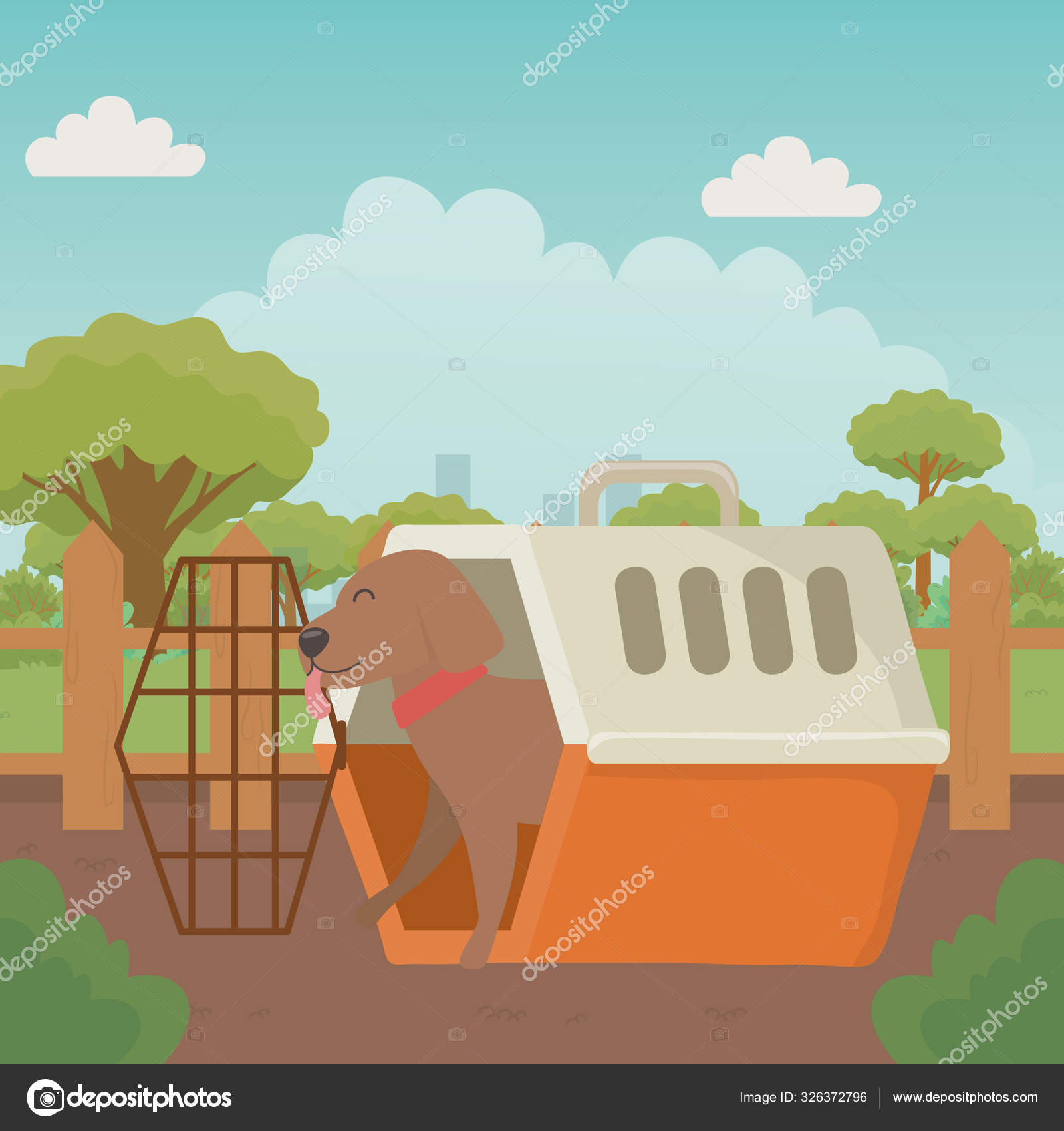 Dog cartoon inside kennel design Stock Vector by ©stockgiu 326372796