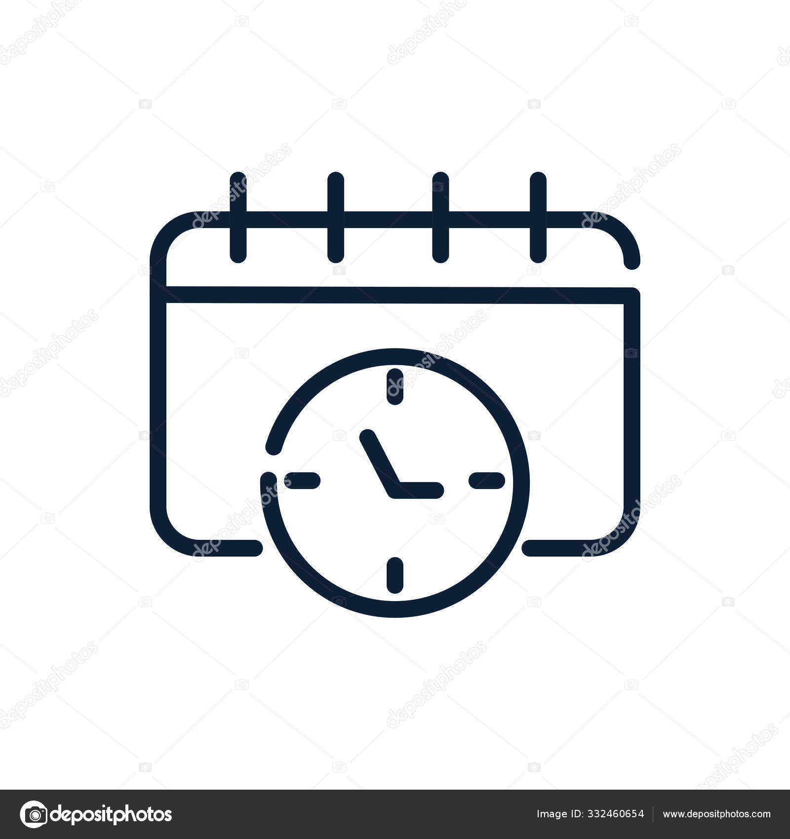 Time clock and calendar date timer linear design Stock Vector by ...