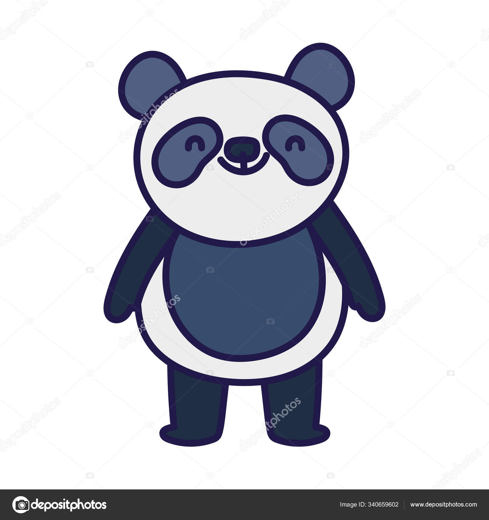 Cute little panda cartoon character on white background Stock Vector by ...