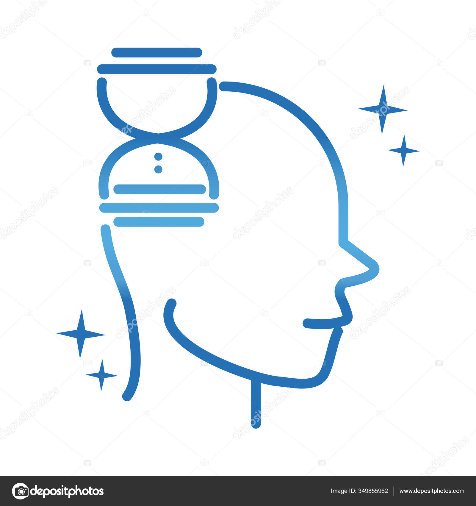Alzheimers disease neurological brain confusion time gradient line icon ...