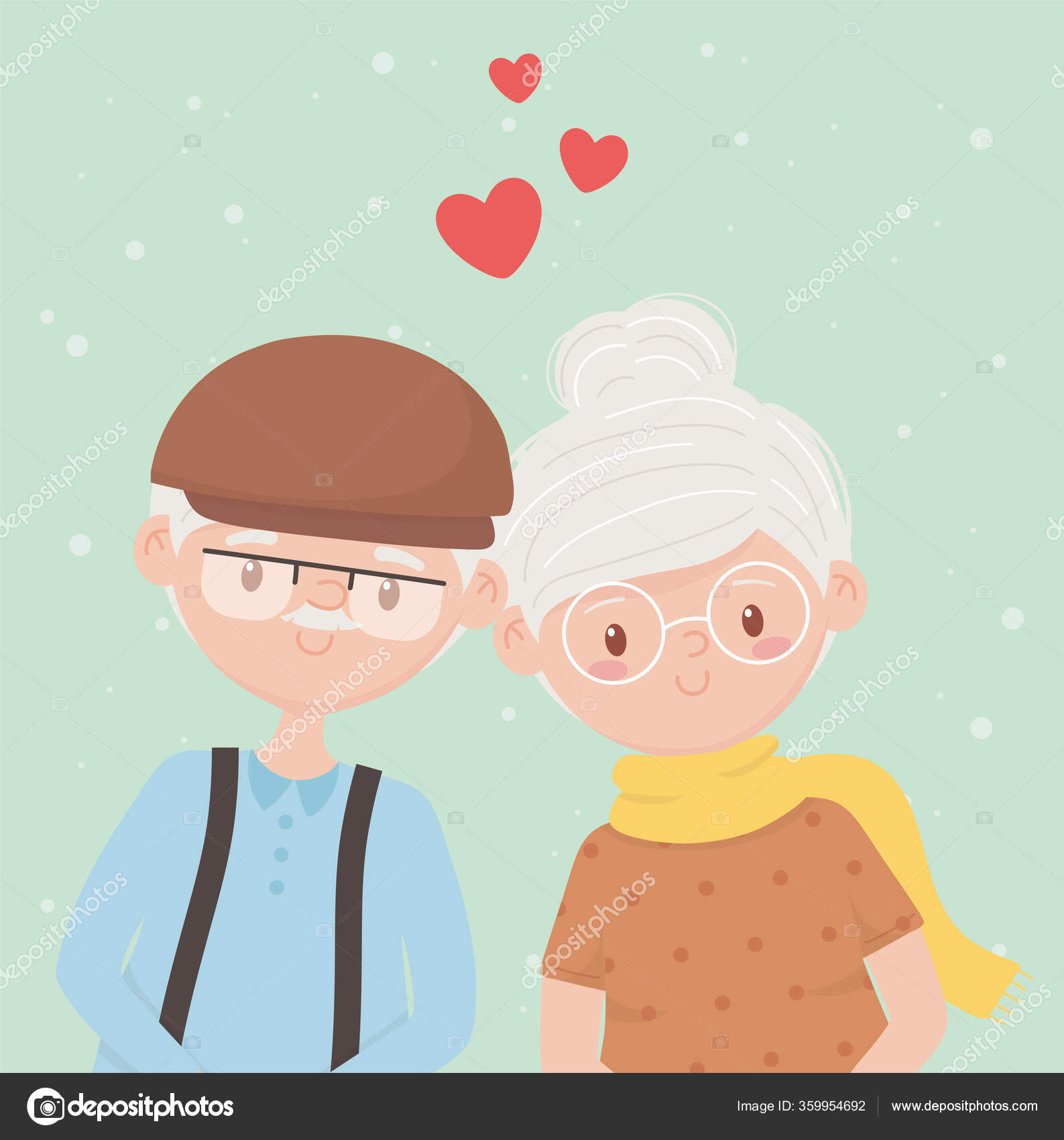 Yaşlı insanlar, mutlu büyükanne ve büyükbabalar, olgun çiftler çizgi ...