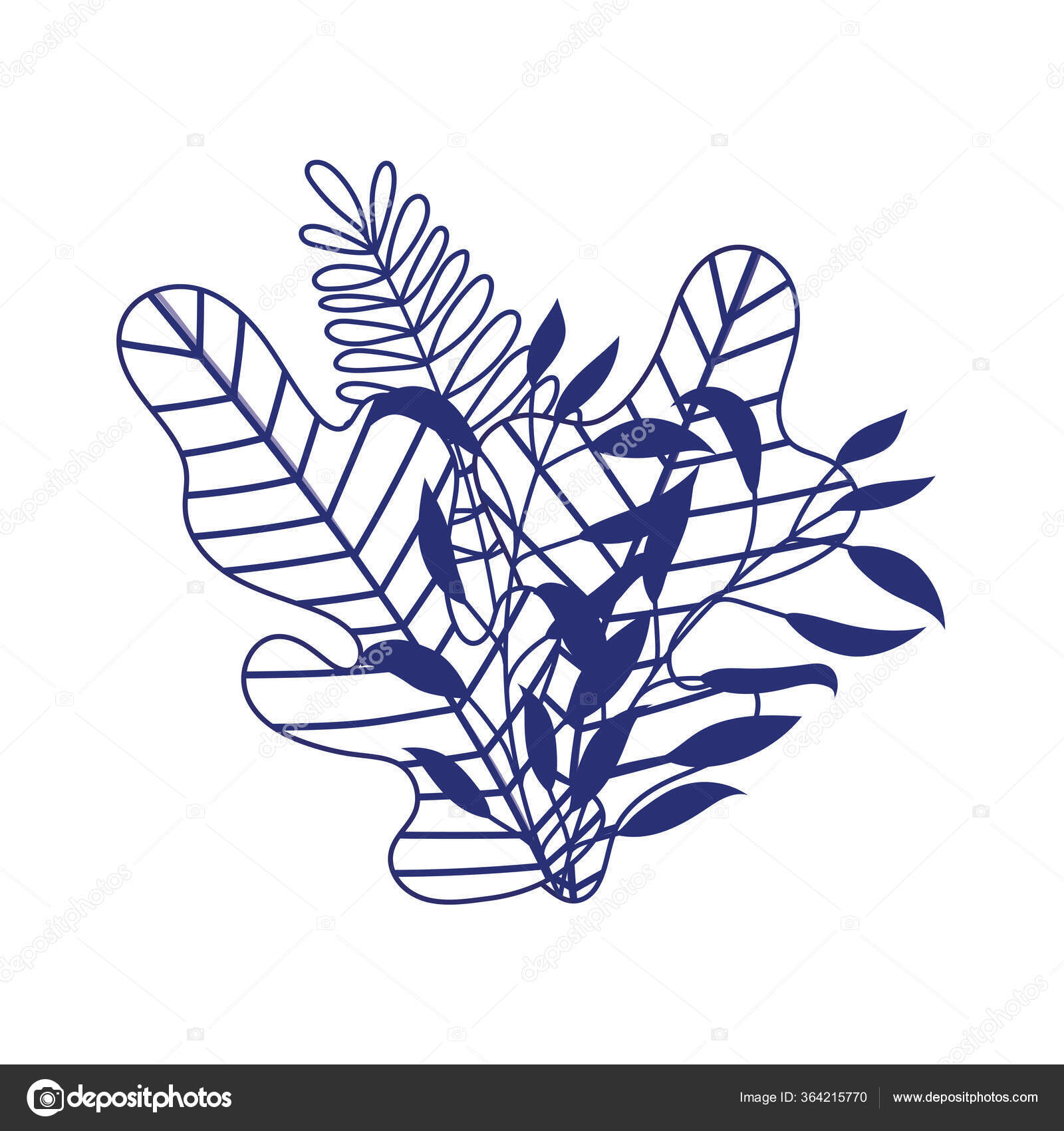 Branches leaves foliage nature botanical isolated icon design line ...