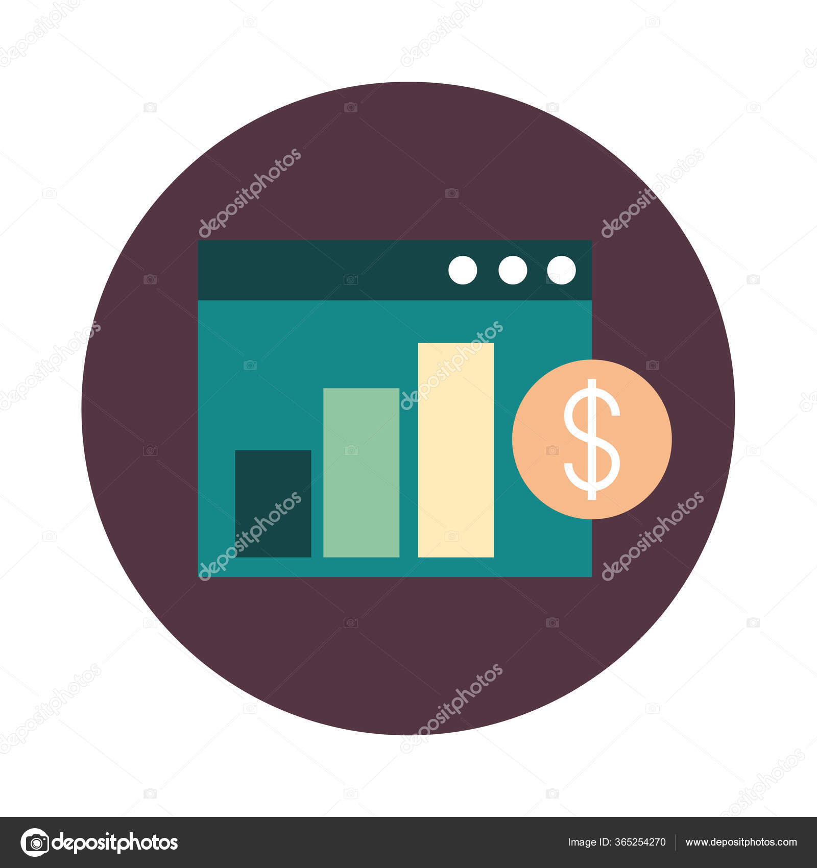 Mobile banking, website statistics report chart money block style icon ...