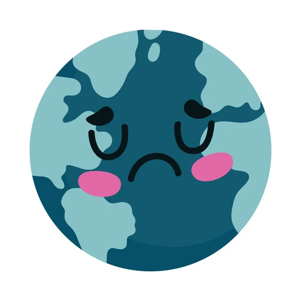 Un planeta tierra de dibujos animados con una expresión de enfermo ...