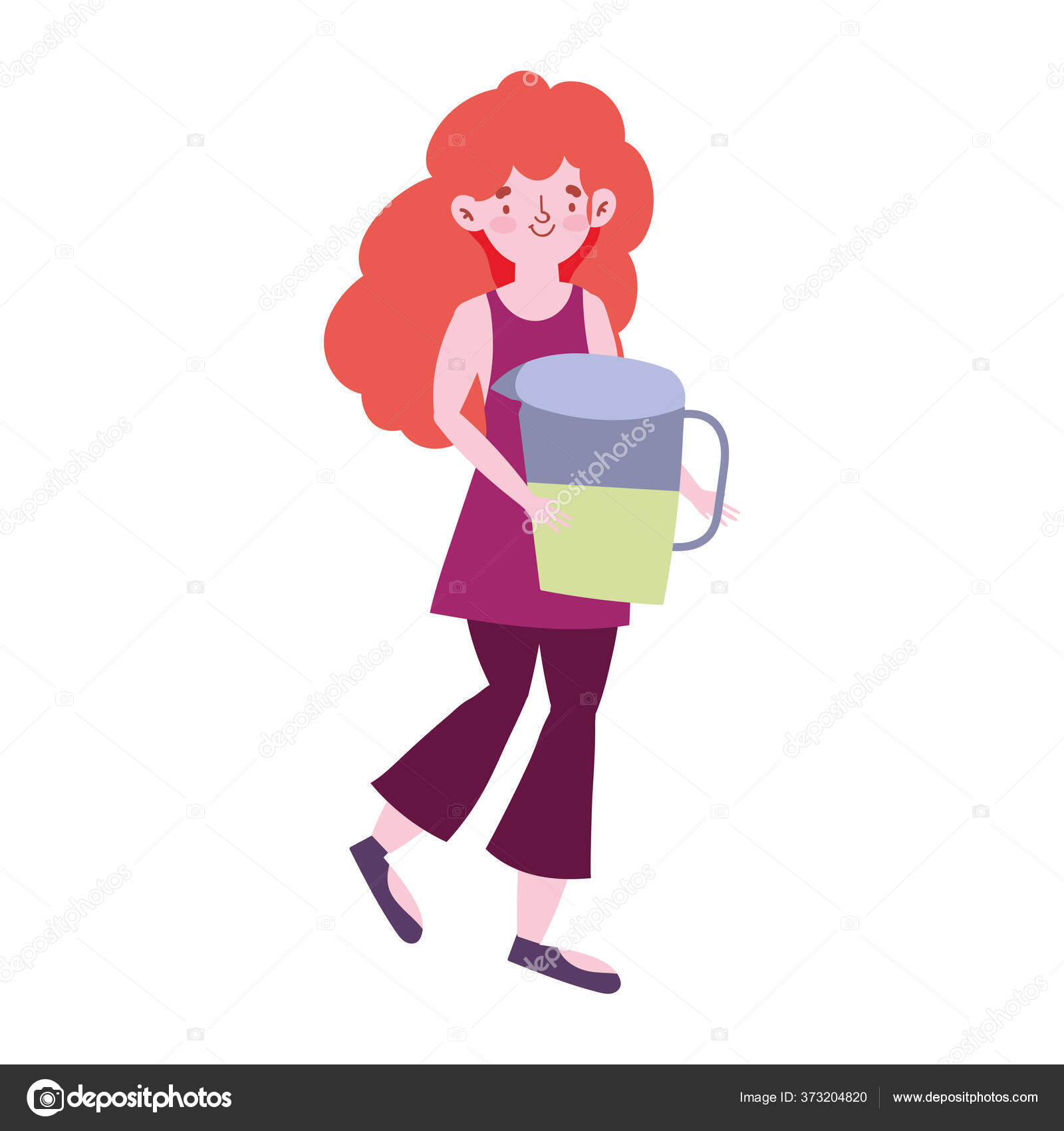 Girl With Juice Pitcher Cartoon Character Isolated Icon Design Stock Vector Image By ©stockgiu