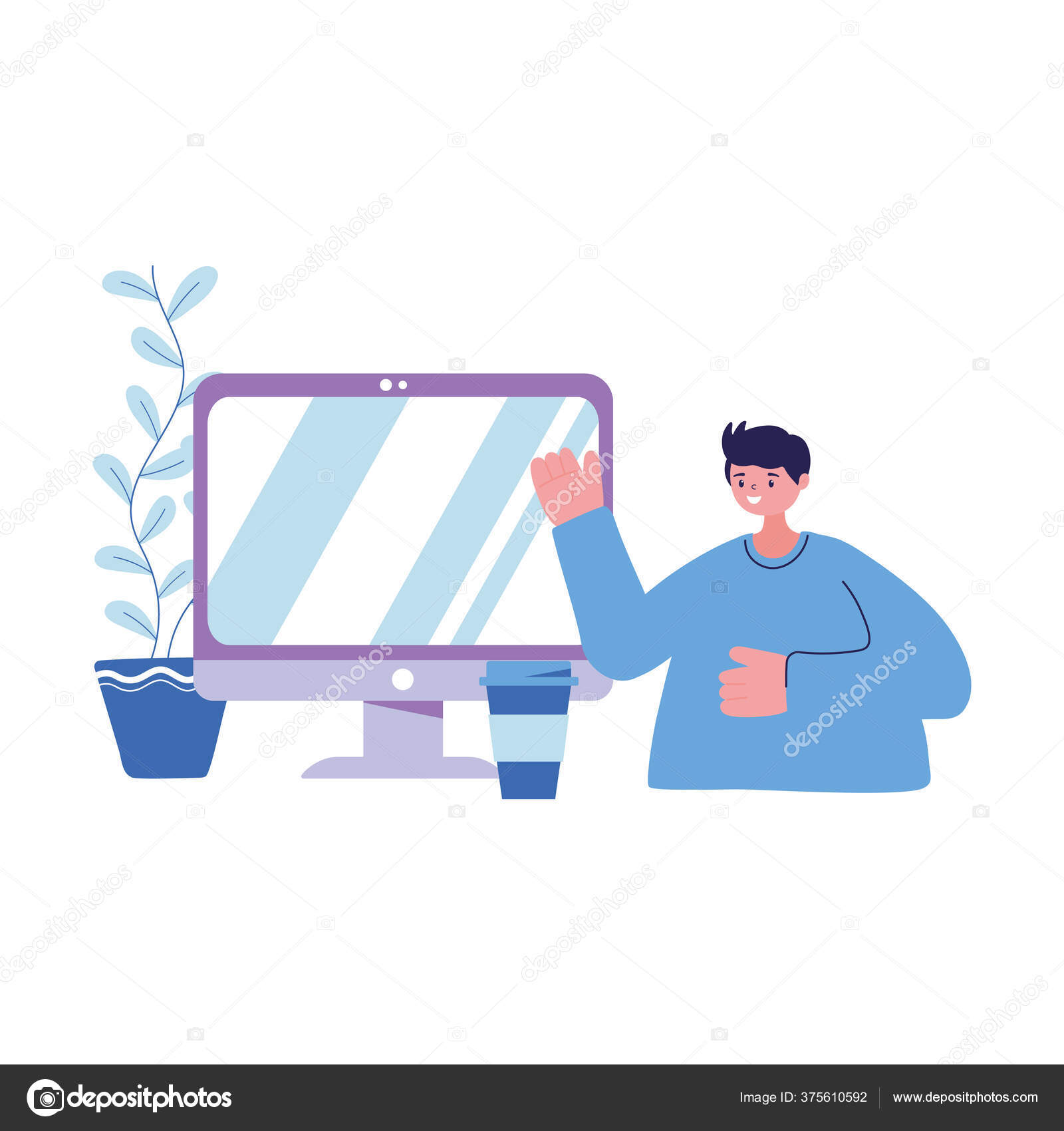 Man with computer chatting vector design Stock Vector Image by ...