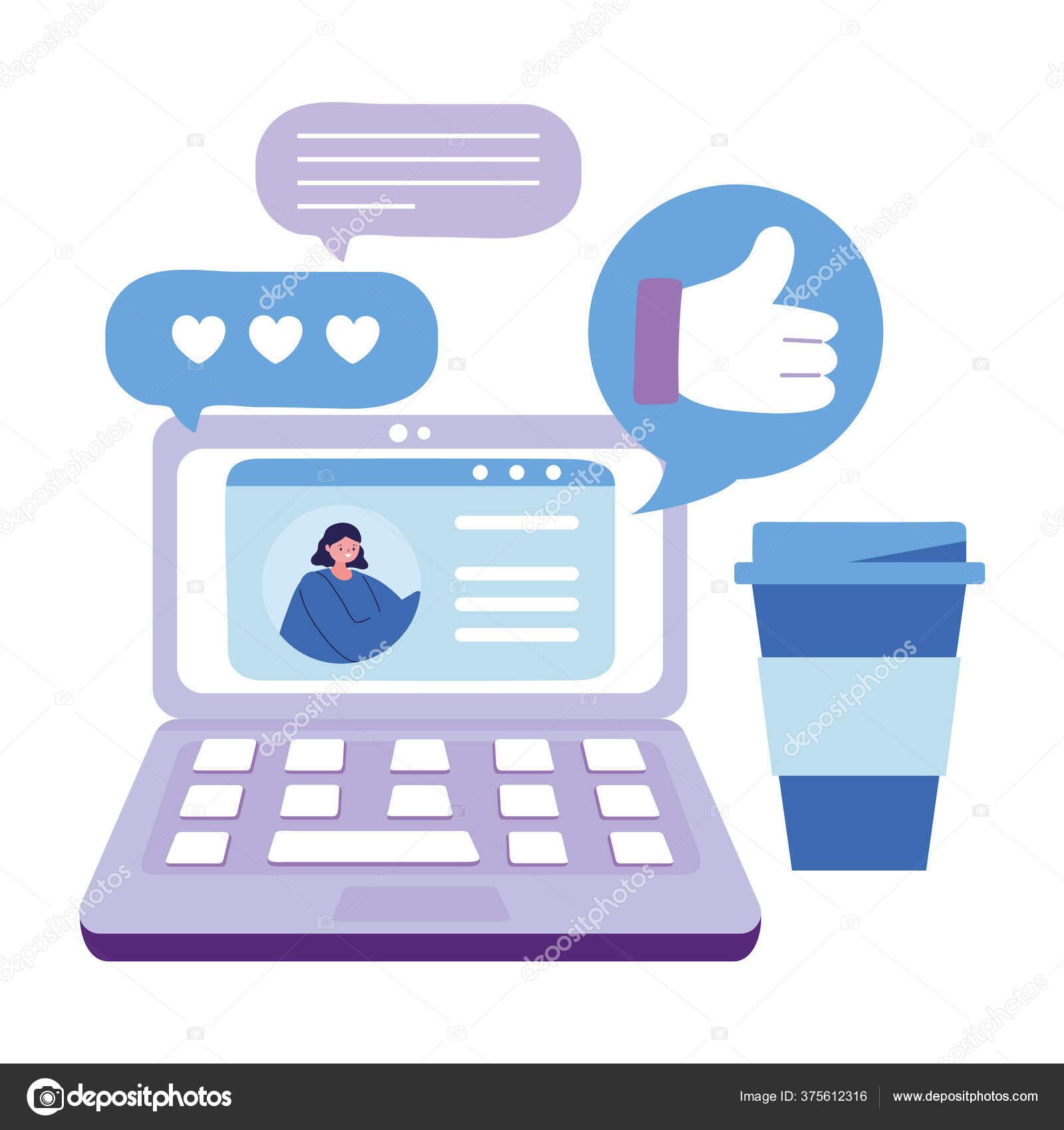 Woman inside laptop chatting vector design Stock Vector Image by ...