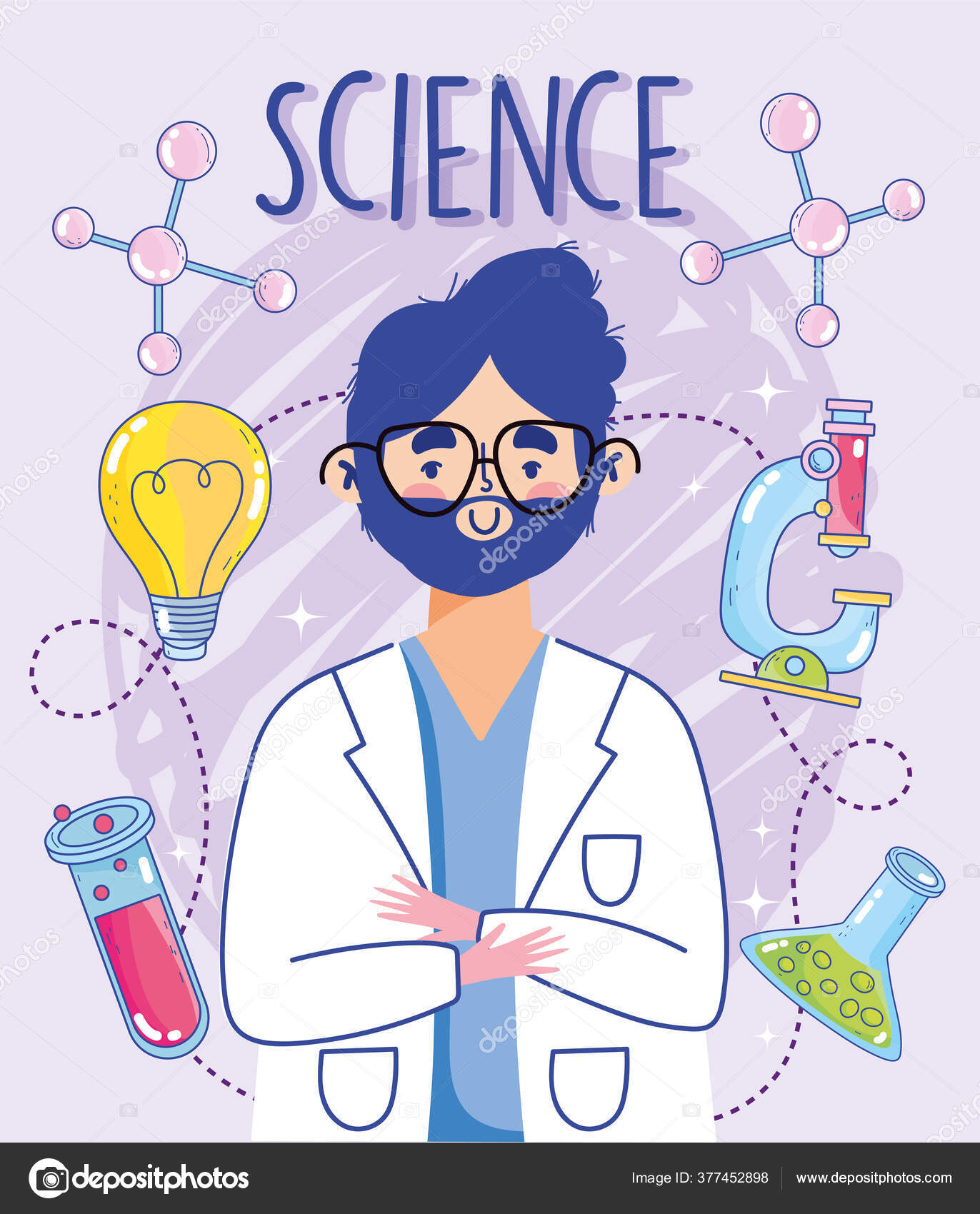 Science professor man test tube microscope education research ...