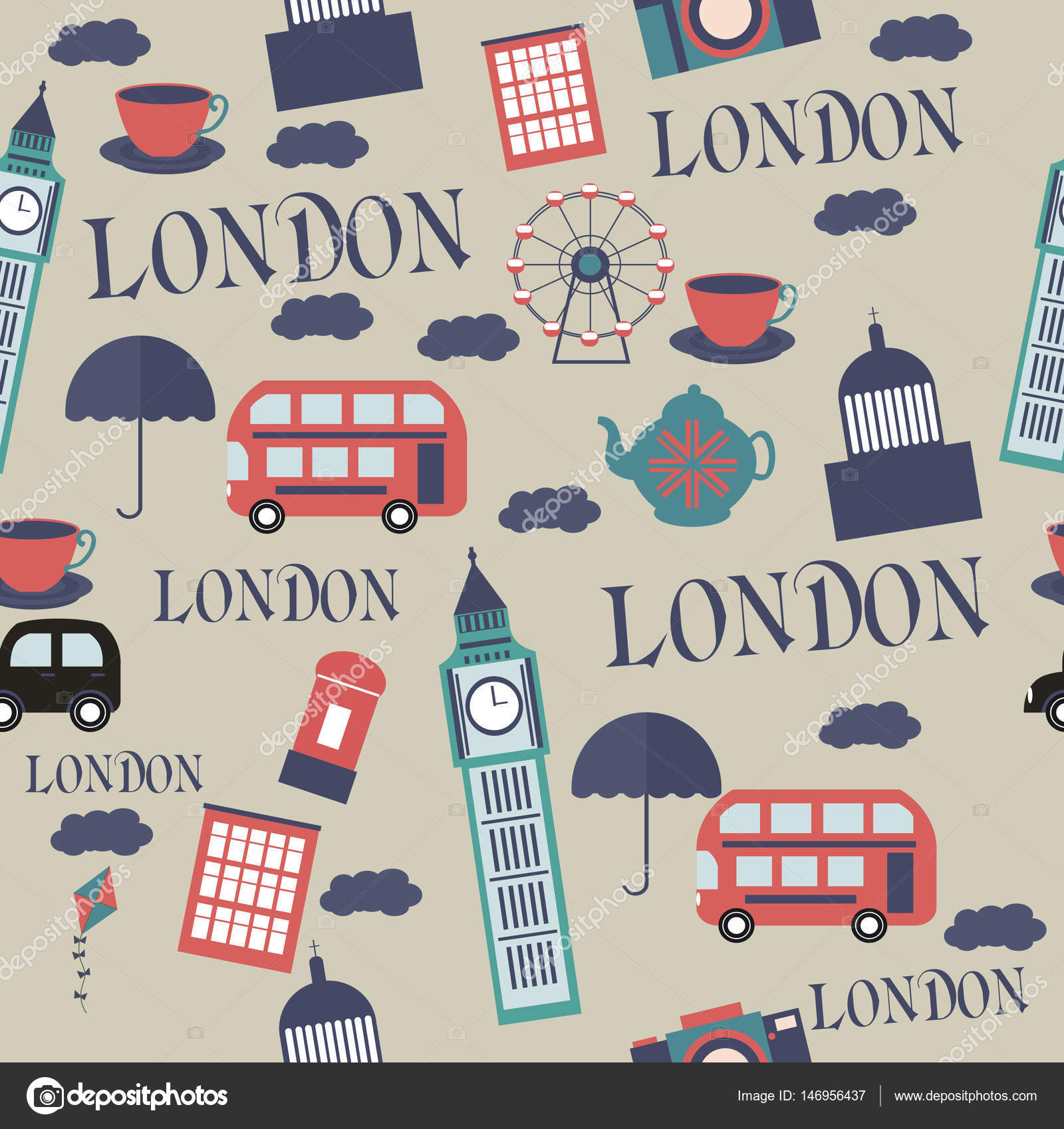 London seamless pattern with landmarks — Stock Vector © Vissay #146956437