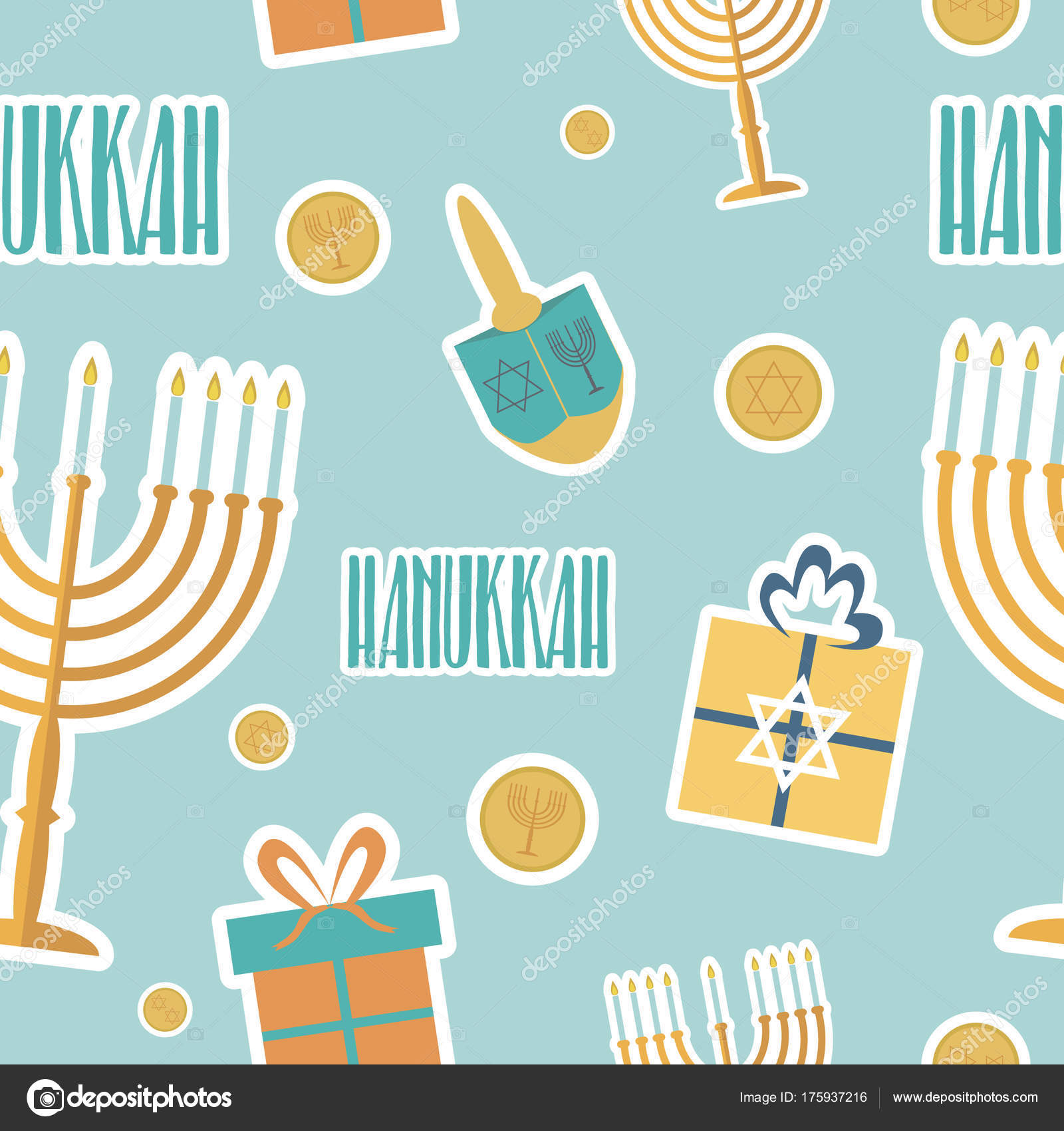 Hanukkah Background Traditional Chanukah Symbols Seamless Pattern ...