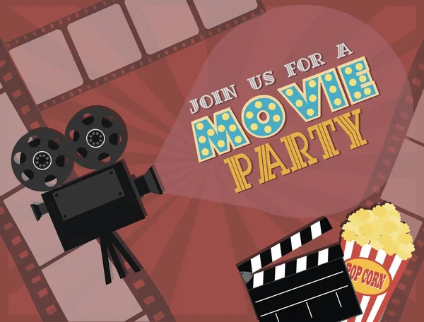 Birthday party invitation card, Movie party, Hollywood party. Cinema ...