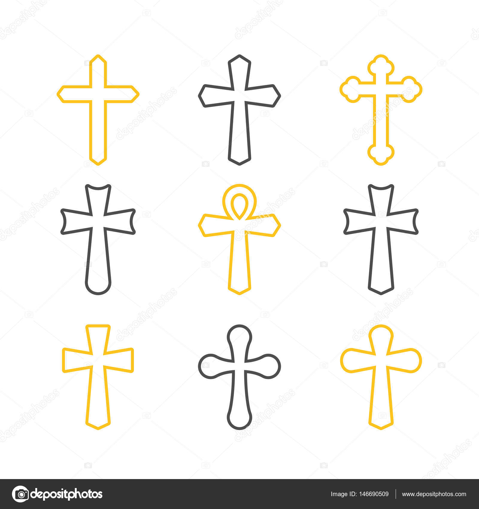 Different Types Crosses Their Meanings Stock Vector