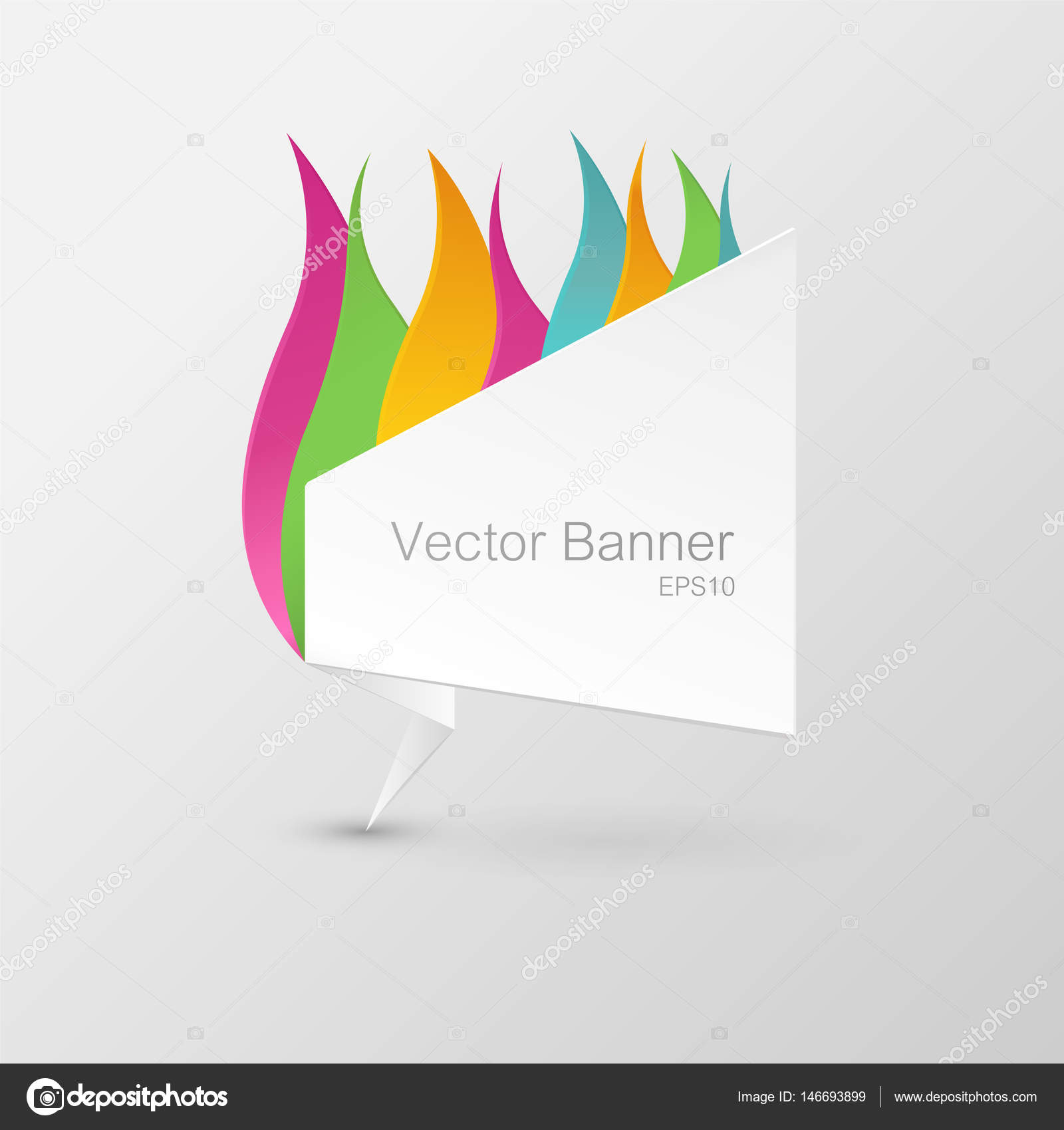 White banner decorated with color ribbons Stock Vector Image by ...