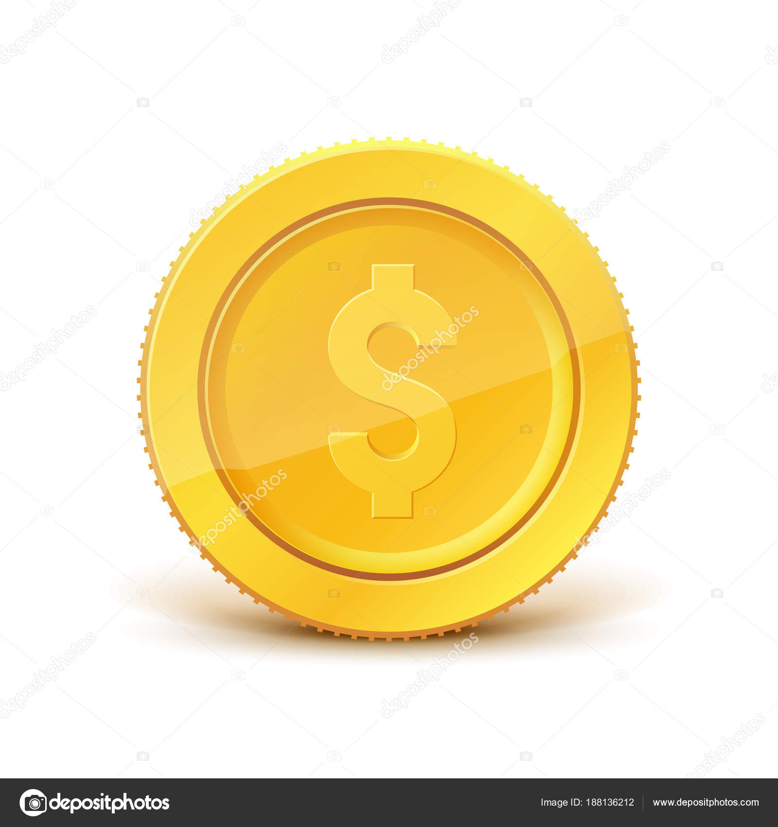 Golden Dollar Coin Vector Illustration Stock Vector by ©Hierarch 188136212