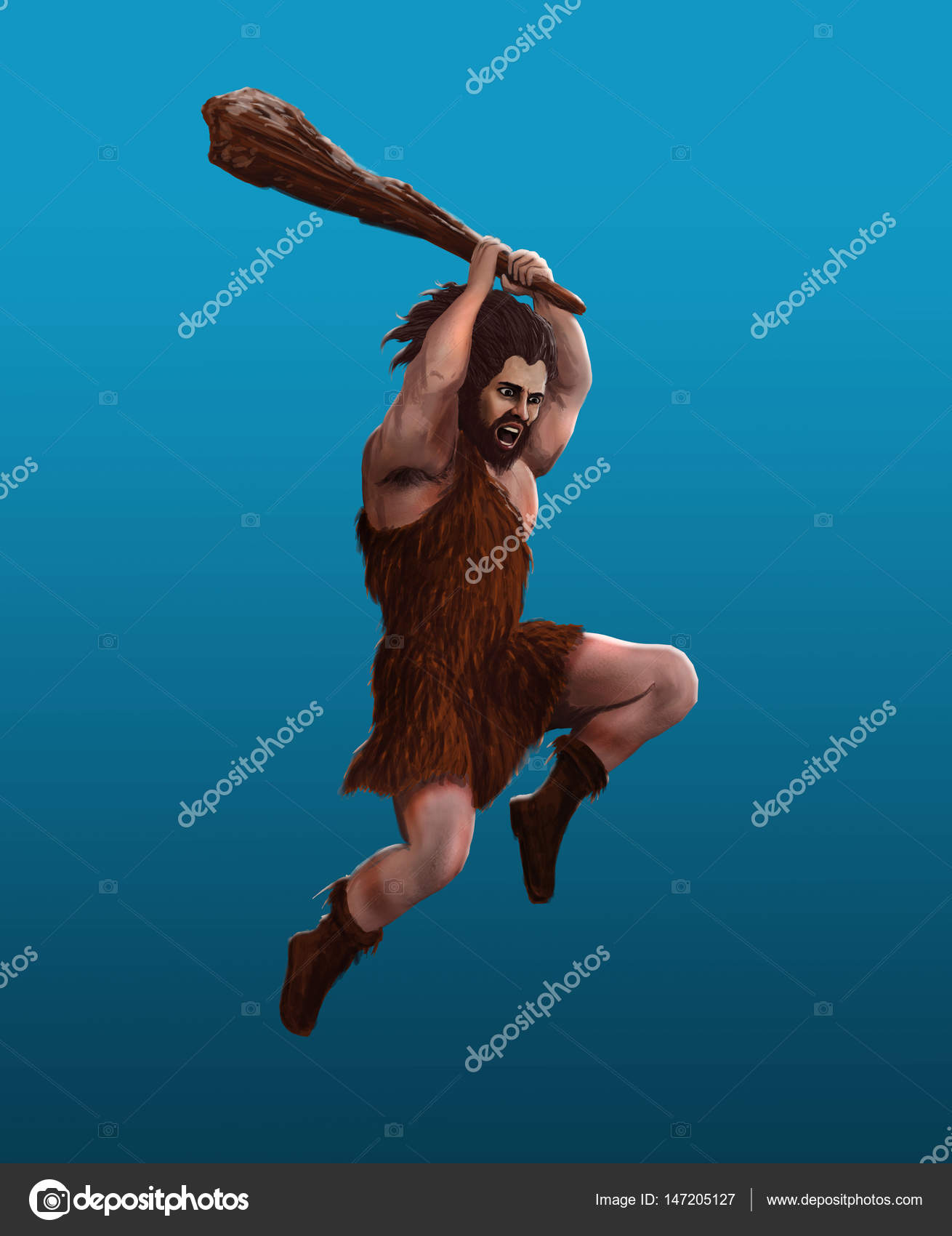 Prehistoric man with a club — Stock Photo © dezignor #147205127