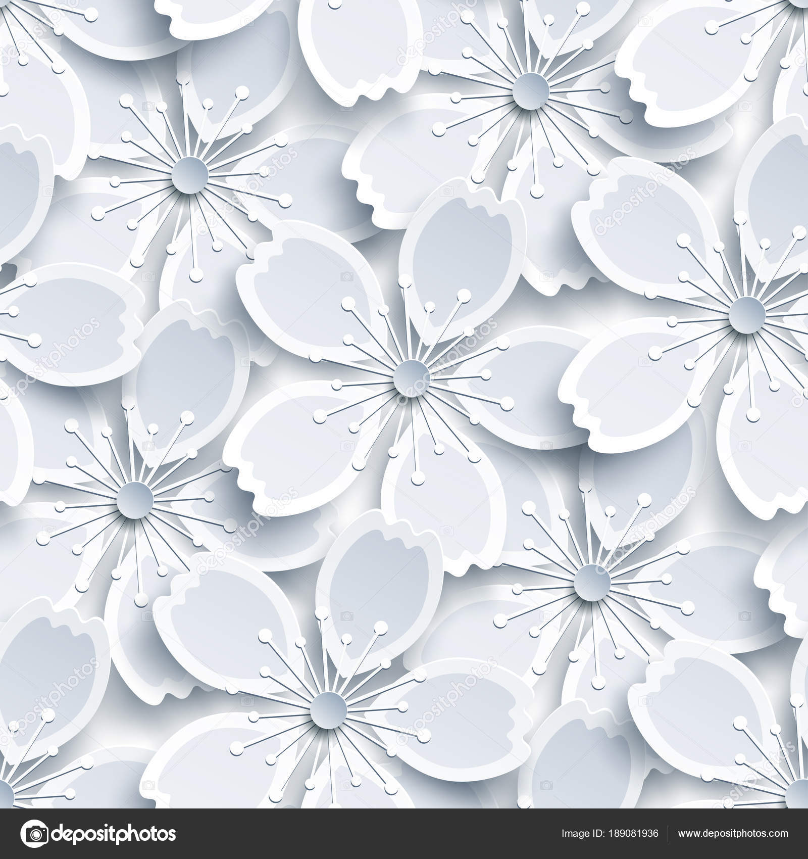 White and grey seamless pattern with sakura blossom Stock Vector Image ...