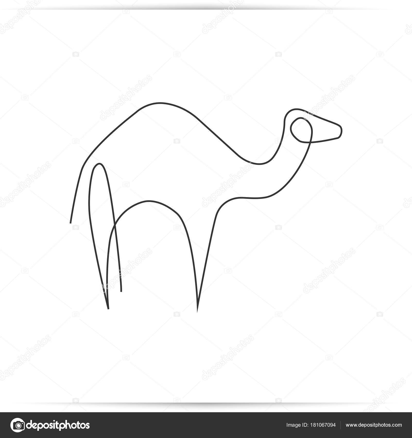 Camel one line. Camel icon in linear style ⬇ Stock Photo, Image by ...