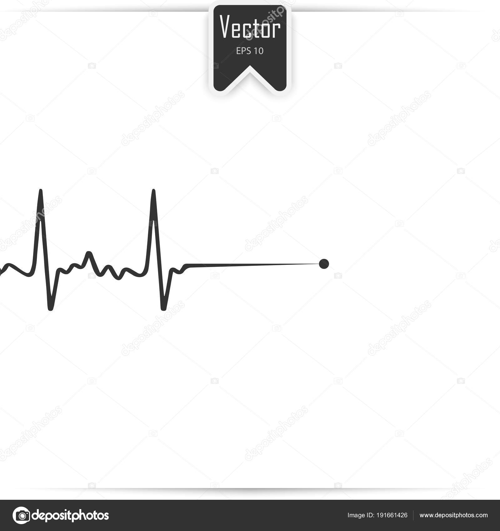 Icono de la muerte, paro cardíaco, cardiograma vectorial, concepto de ...