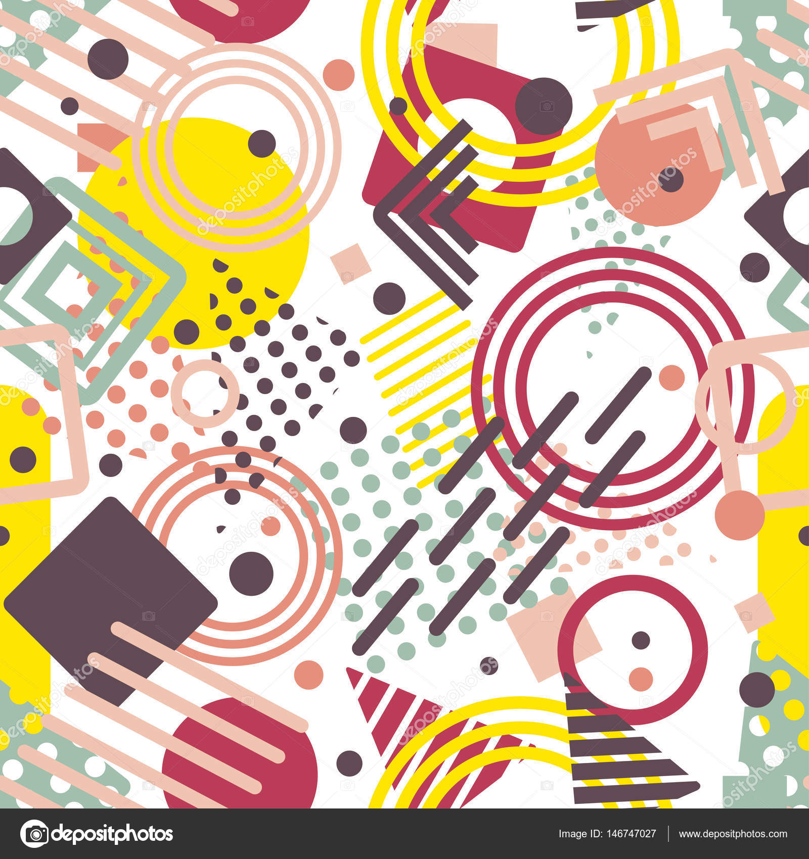 Memphis pattern with geometric shapes Stock Illustration by ...