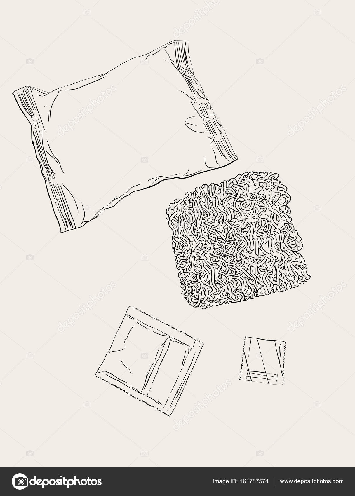 Instant noodles set, sketch vector. Stock Vector Image by ©kirpmun ...