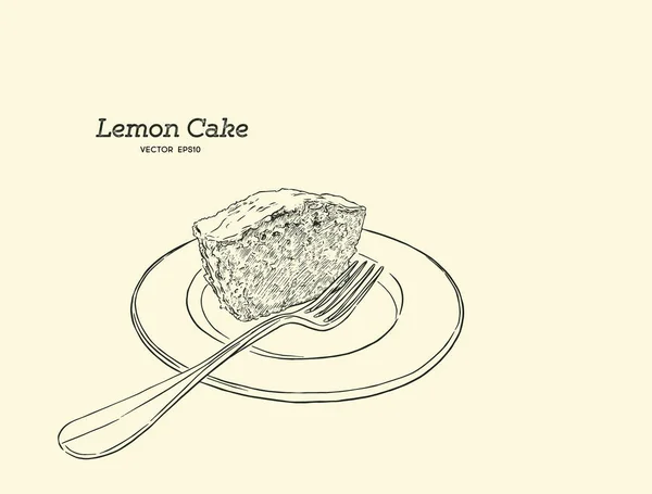 Homemade lemon cake with poppy seeds and sugar glaze. hand draw Stock ...