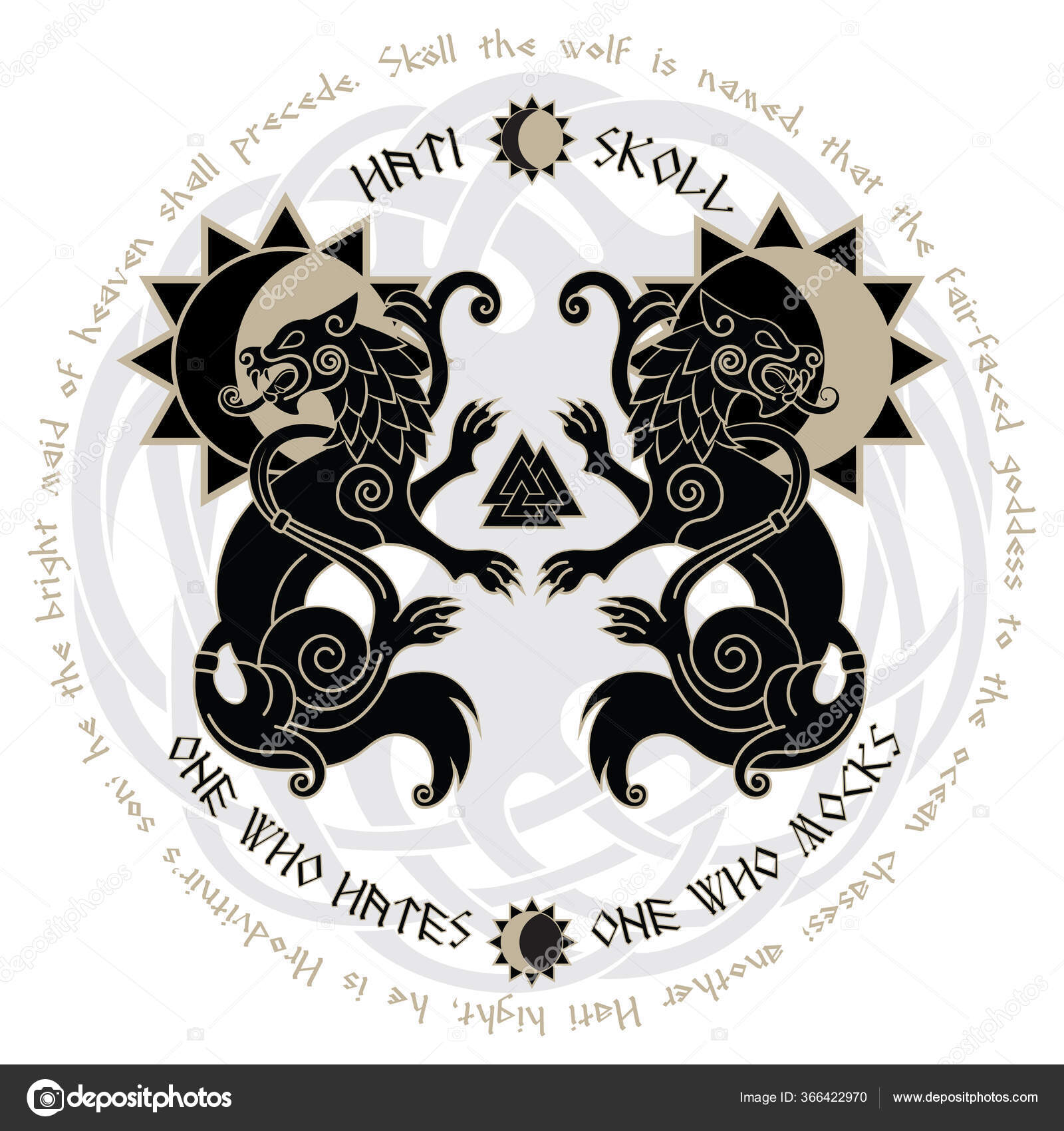 Dos lobos de la mitología nórdica, Hati y Skoll devoran el Sol y la ...