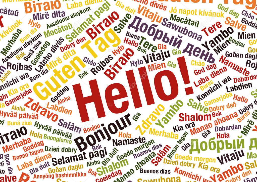 Word Hello in many languages vector word cloud concept illustration ...