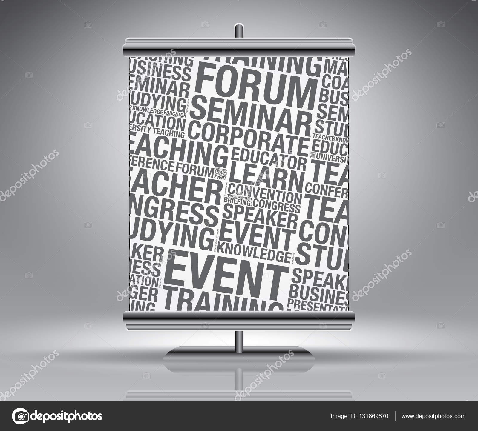 Presentation screen with seminar word cloud vector concept Stock Vector ...