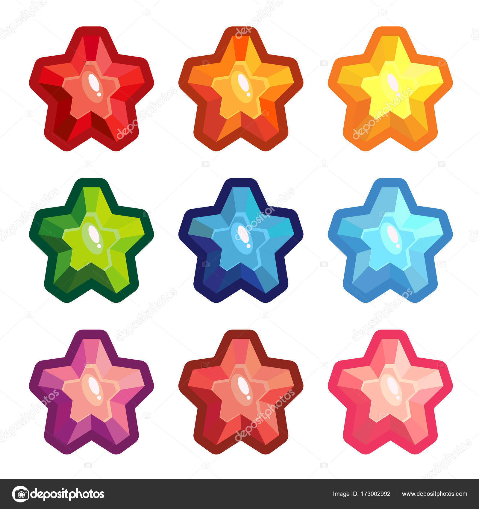 Set of colored crystal stars Stock Vector by ©Bodanochka 173002992
