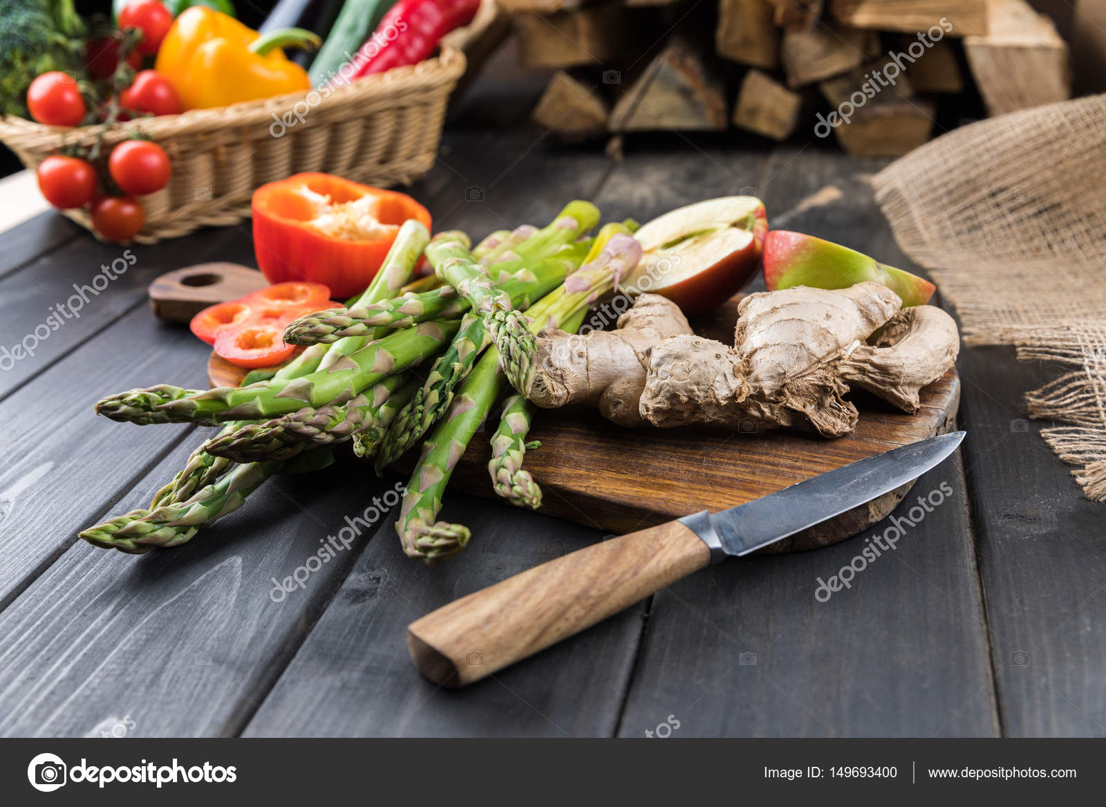 Fresh vegetables and apple — Stock Photo © VikaKhalabuzar #149693400