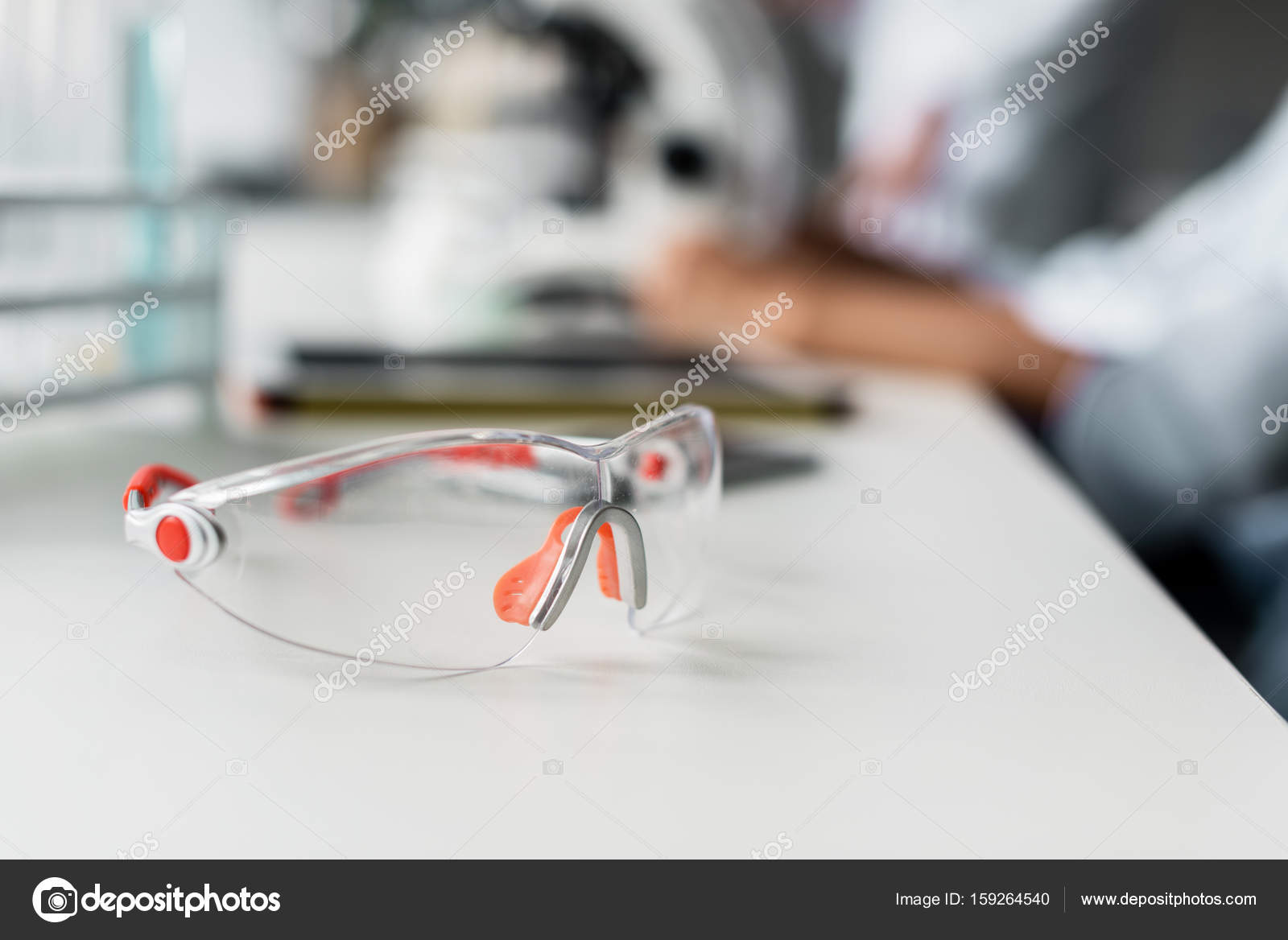 Protective goggles on lab table Stock Photo by ©AlexLipa 159264540