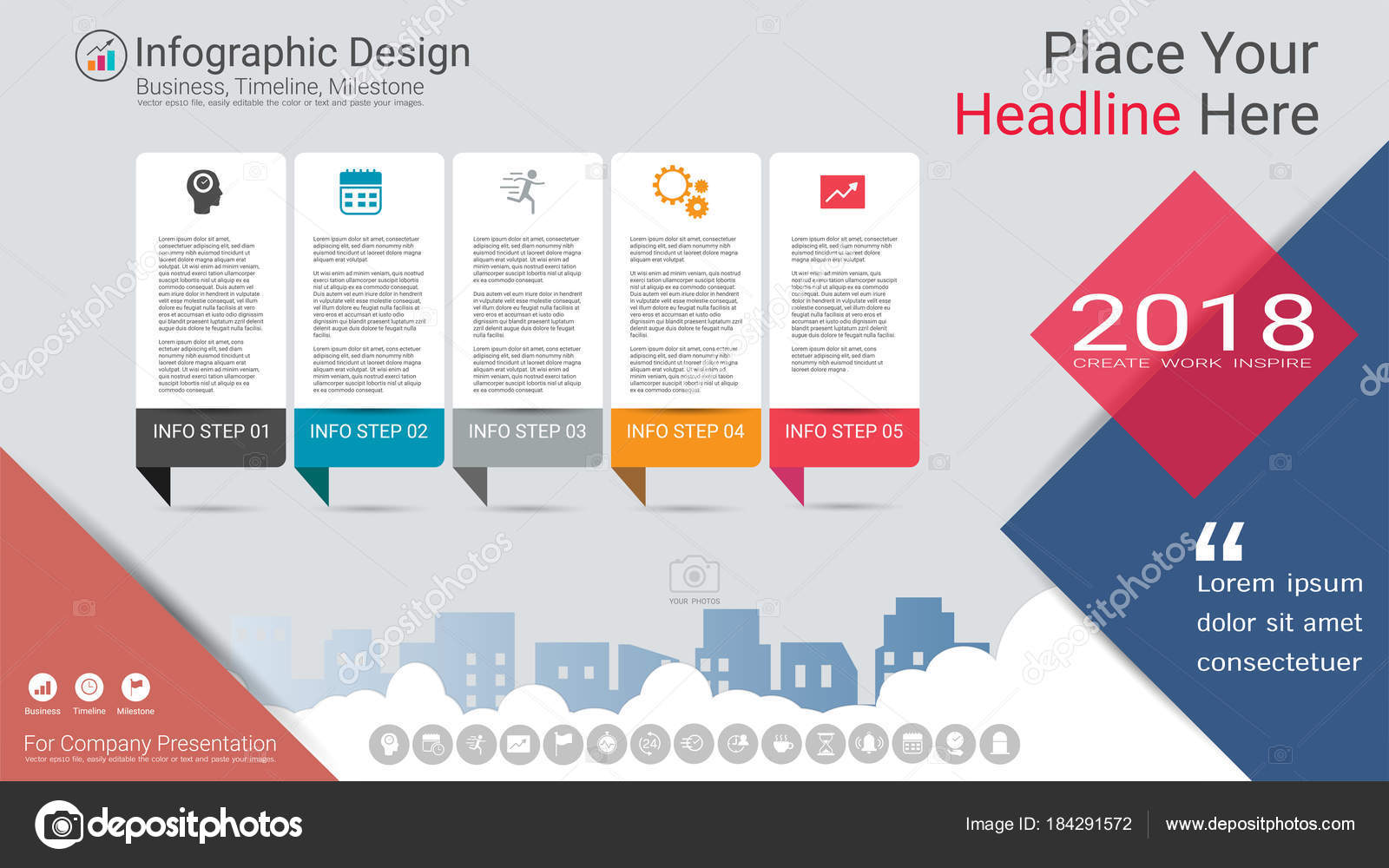 Business Infographics Template Milestone Timeline Road Map Process ...