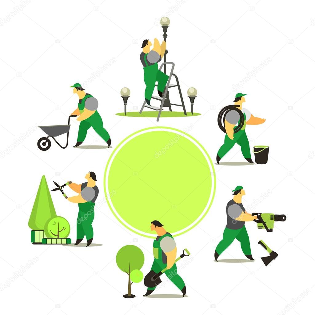 Set Of Garden Workers — Stock Vector © Marrishuannna 144478325
