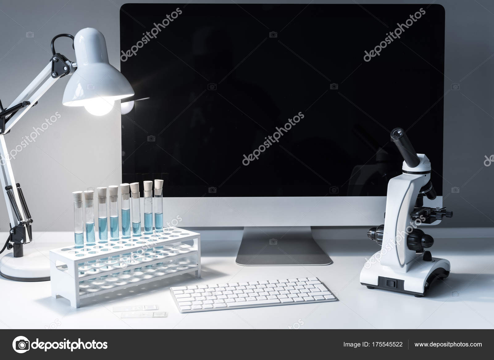 Microscope and computer — Stock Photo © Y-Boychenko #175545522