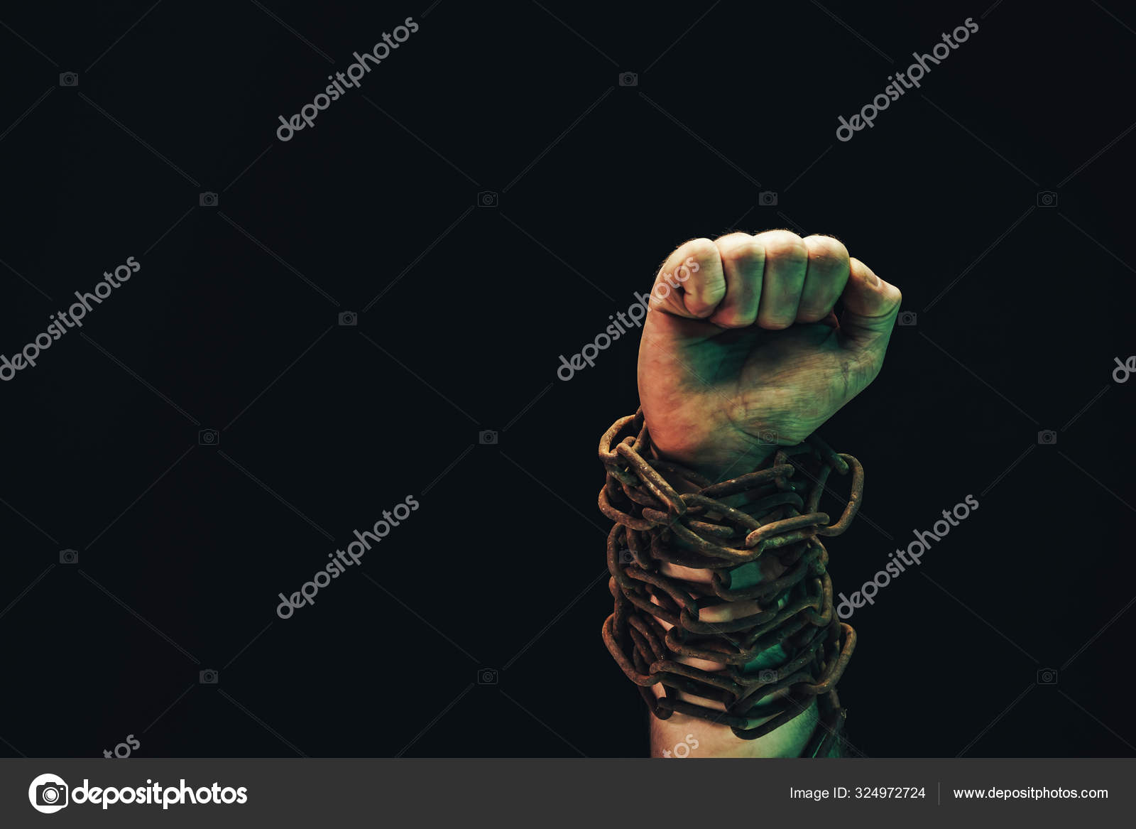 Human Hand Chained Chains Isolated Black Background Stock Photo by ...