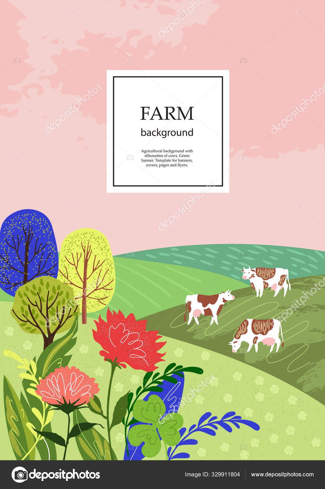 Sample brochure. Agricultural background. Cows in the pasture ...