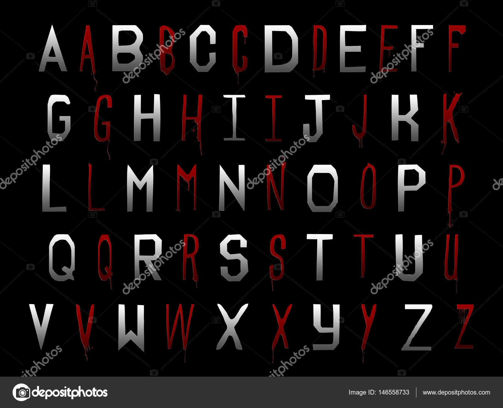 Digital Handcrafted Typography Alphabet Collection Isolated White ...