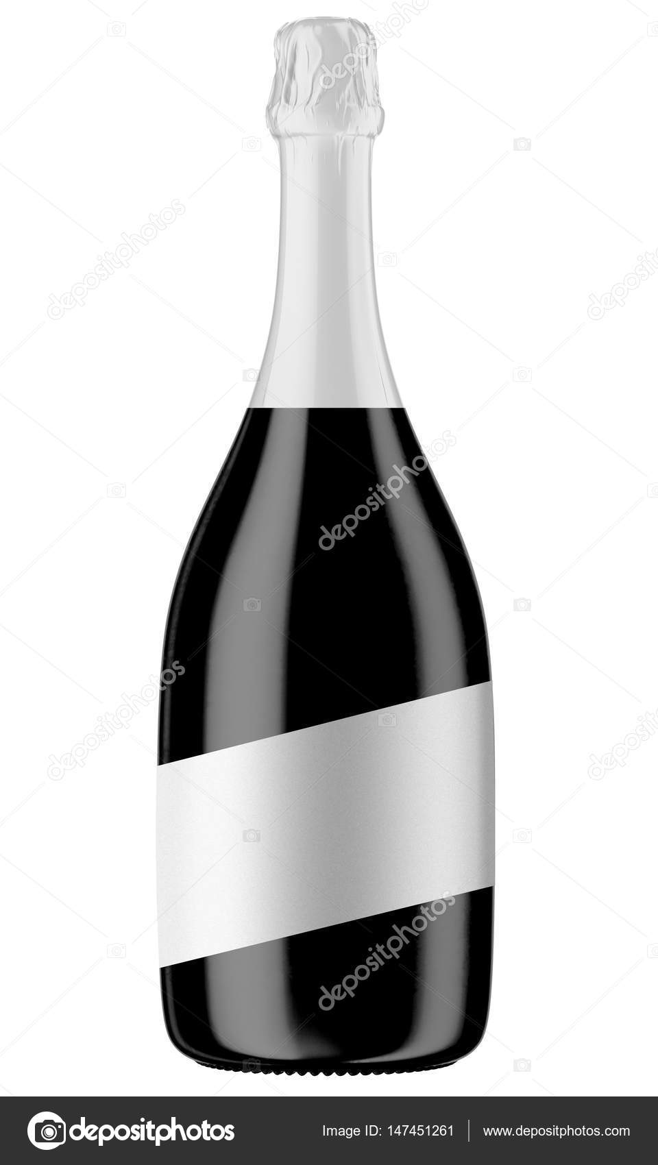 Black champagne bottle with white label — Stock Photo © vareika_tamara ...