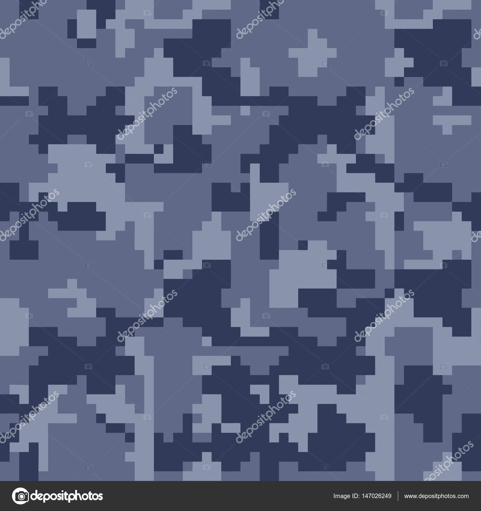 Digital pixel blue camouflage seamless pattern for your design ...