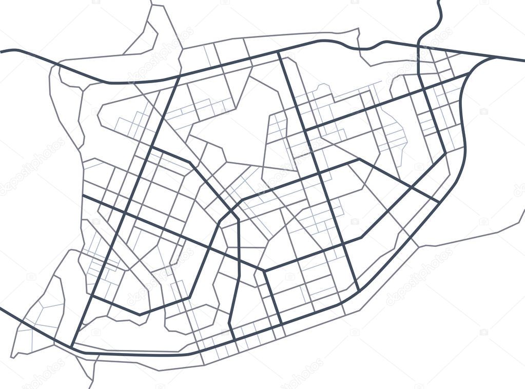 Abstract city map. Line scheme of roads. Town streets on the plan ...