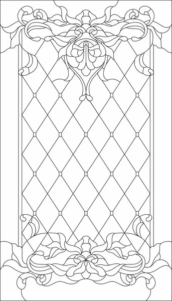 Stained Glass Panel Rectangular Frame Abstract Floral Arrangement Buds ...